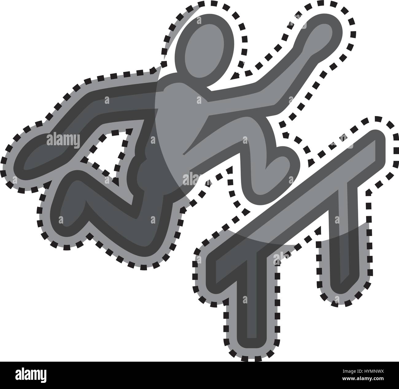 grayscale sticker with pictogram with athlete hurdles vector ...