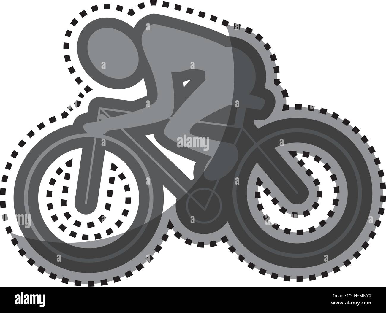 grayscale sticker with pictogram of man cyclist vector illustration ...