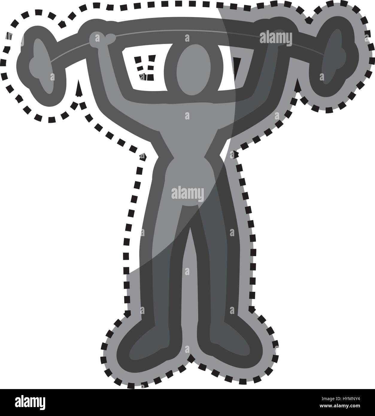 grayscale sticker with pictogram of man lifting a disc weights vector ...