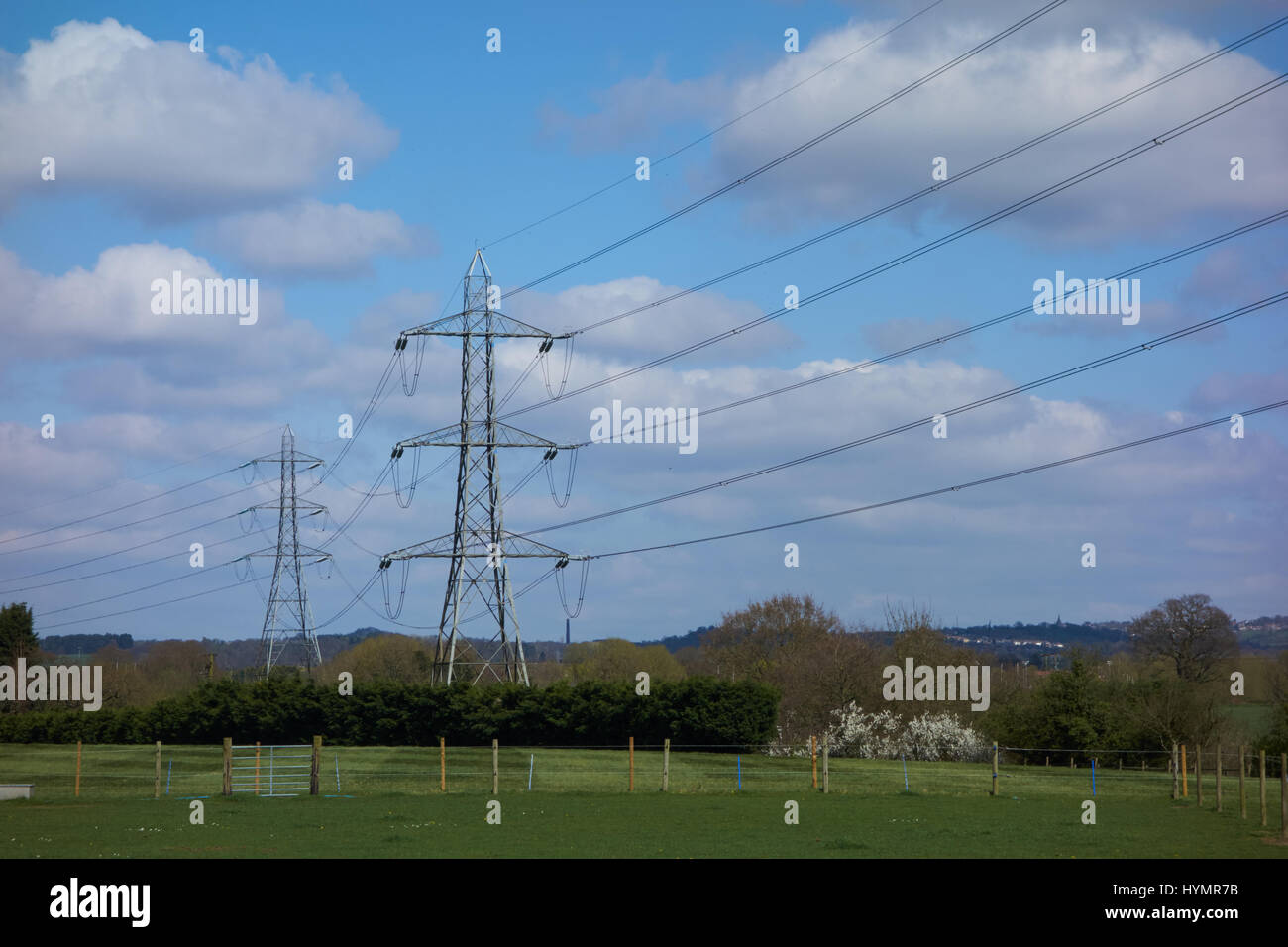 Powerlines and pylons running through countryside. UK Stock Photo - Alamy