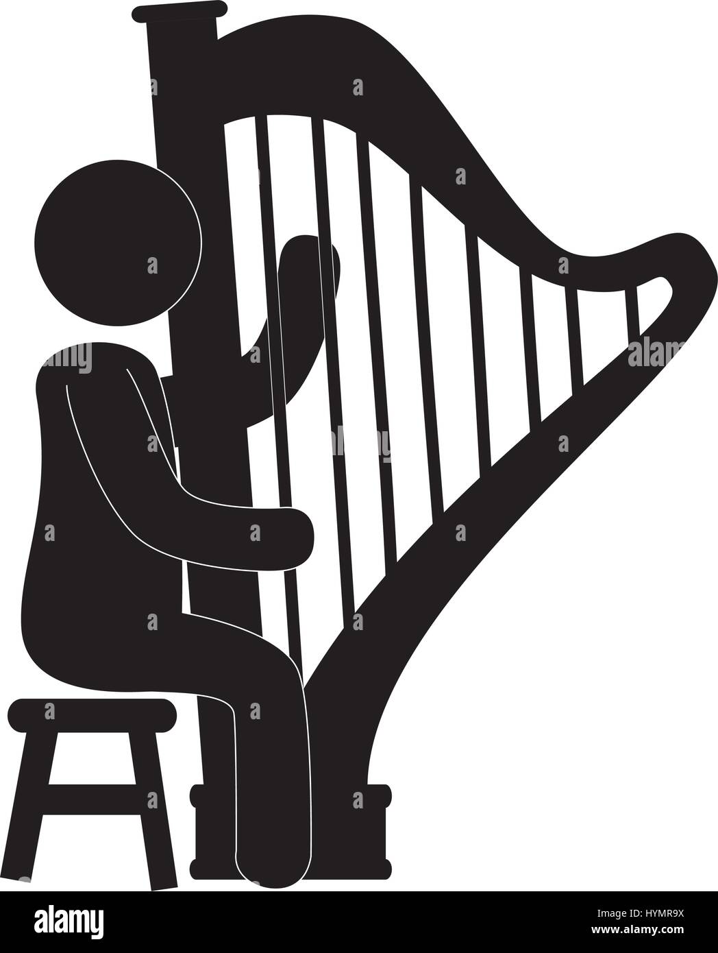 human figure playing harp instrument isolated icon vector illustration ...