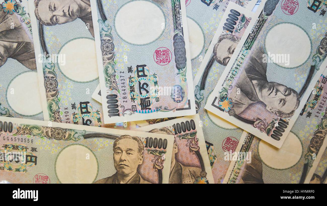 Bank note of yen money background Stock Photo - Alamy