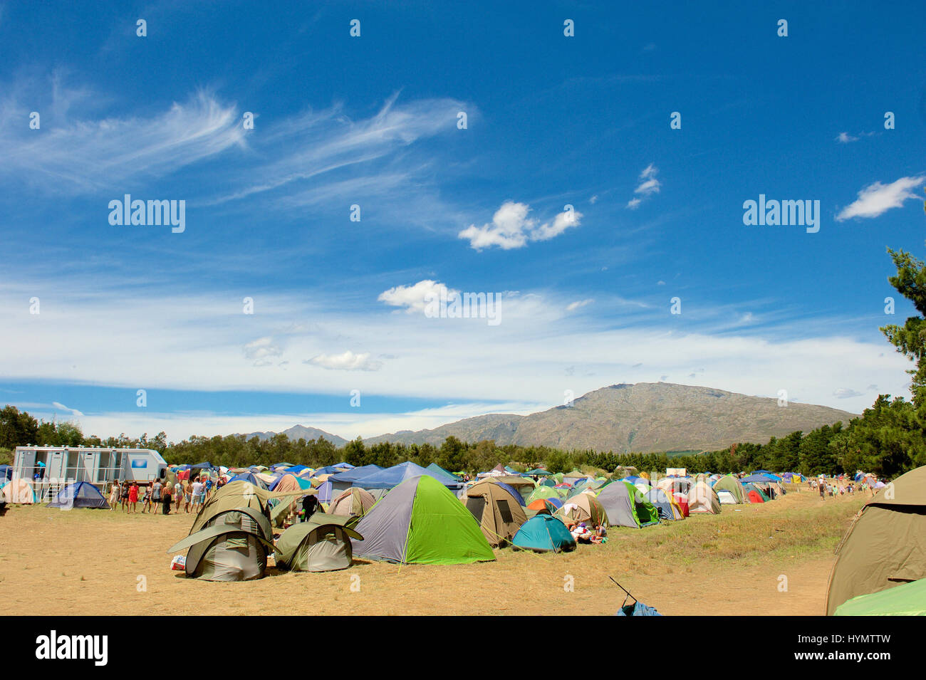 Many camping tents in nature for outdoor event Stock Photo - Alamy