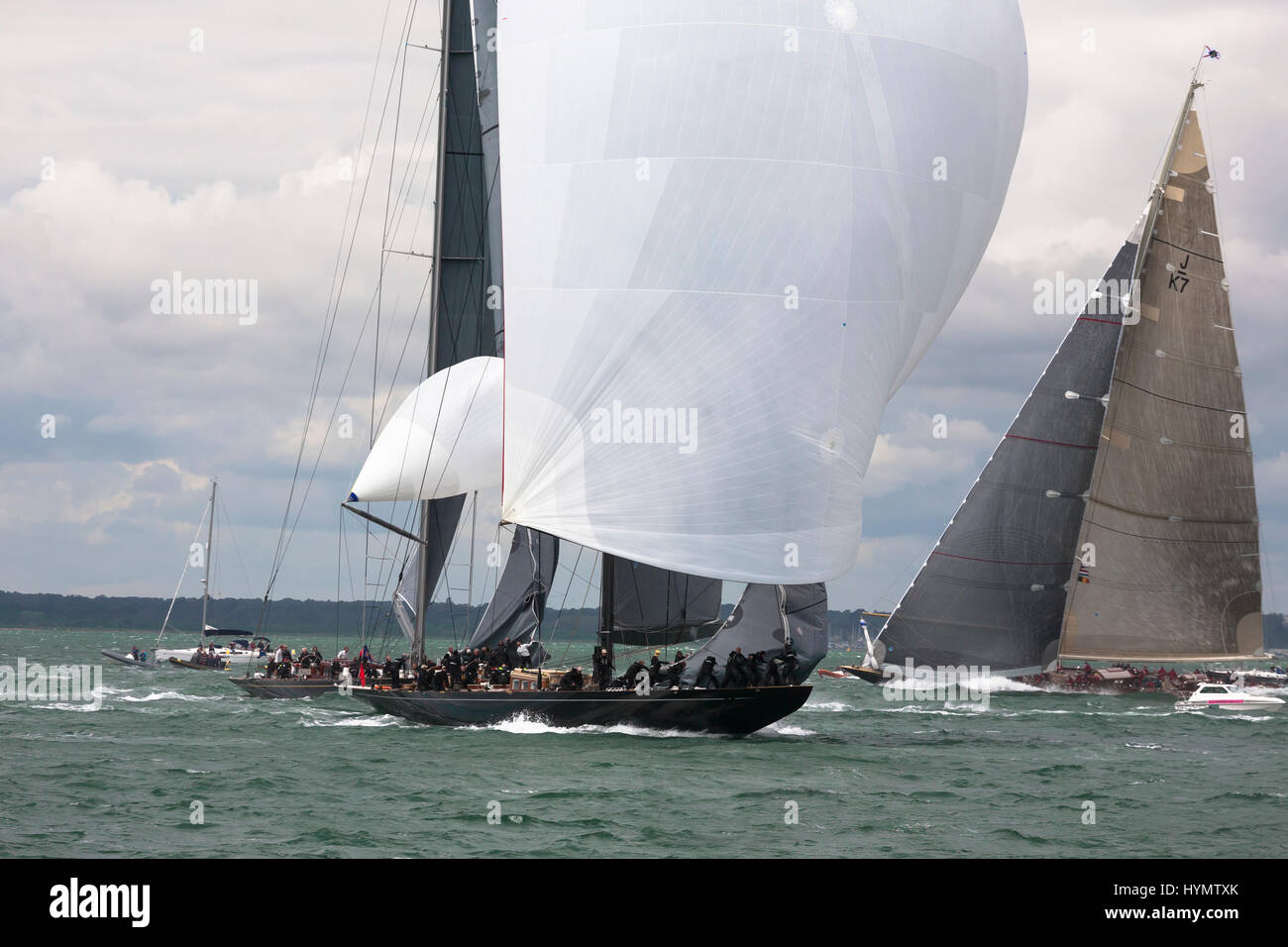 J-Class yacht "Lionheart" (H1) leads "Rainbow" (H2) and "Velsheda" (K7 ...