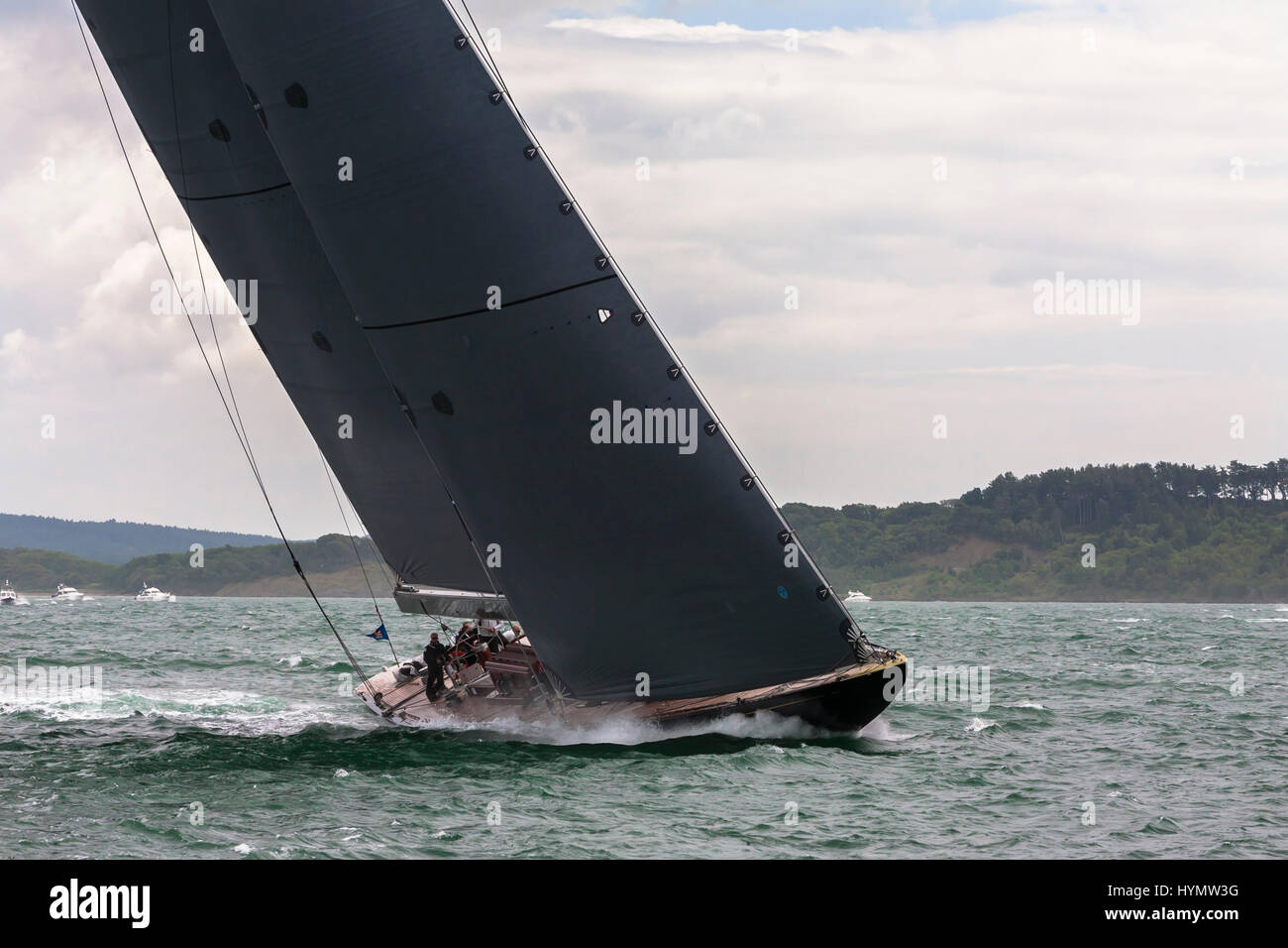 J-Class yacht "Rainbow" powers up the second beat of Race 2 of the J ...