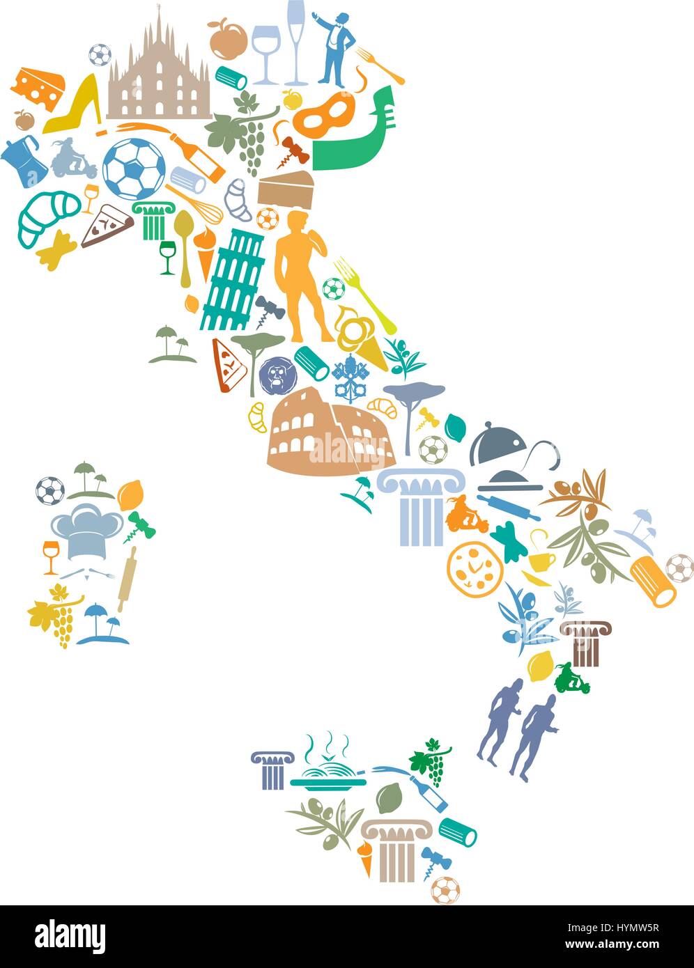 italian map with silhouette symbol set Stock Vector Image & Art - Alamy