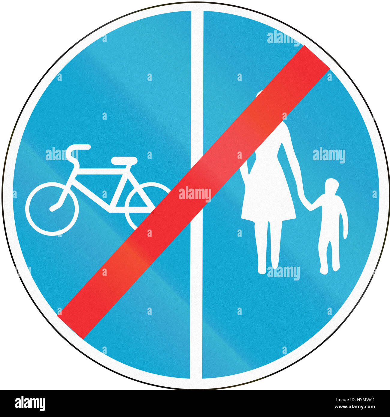 Road sign used in Estonia - End of separate lanes for pedestrians and ...