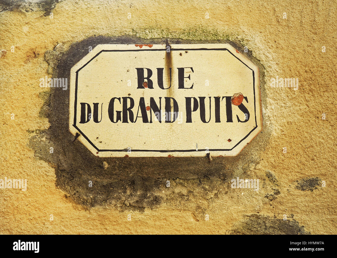Old French Street street sign from Aix en Provence Stock Photo - Alamy