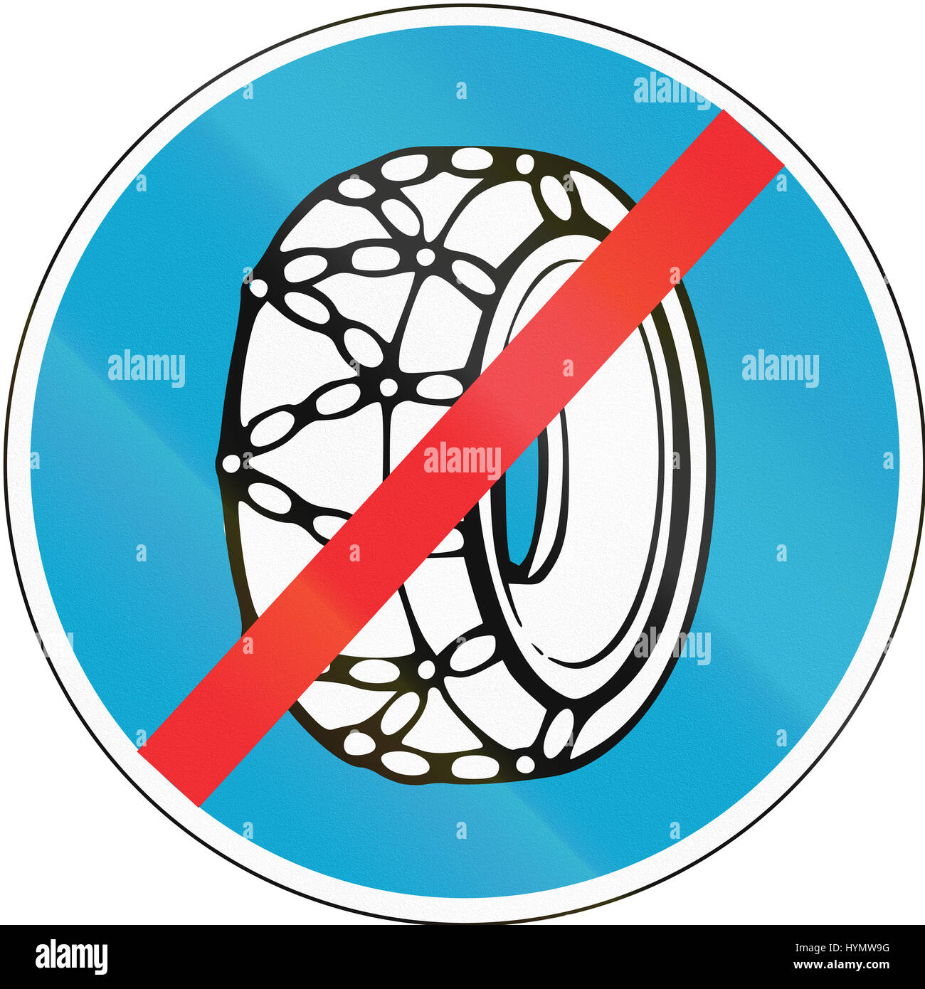Road sign used in Estonia - Snow chains not required Stock Photo - Alamy