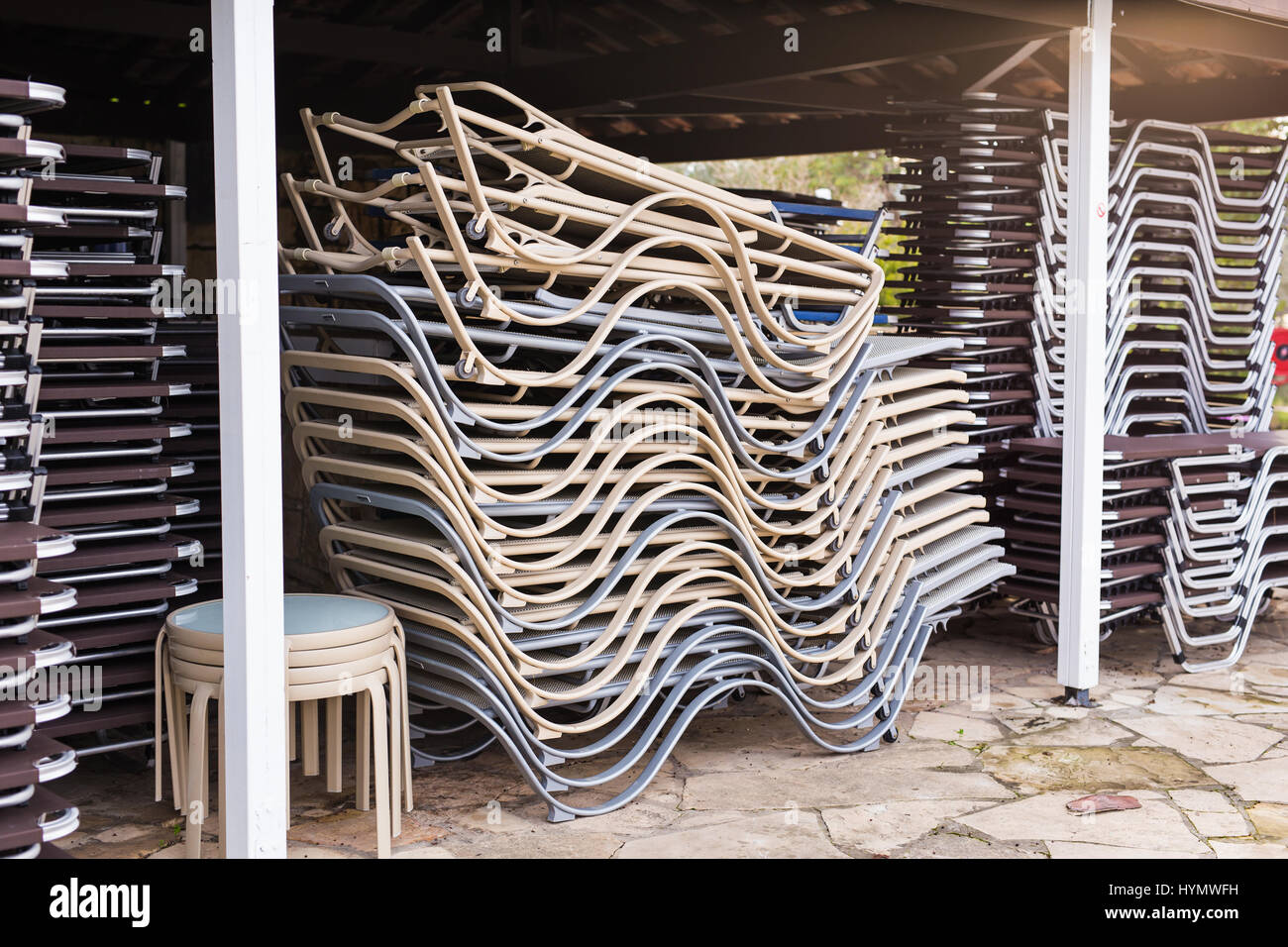 Stacked sunbeds hi-res stock photography and images - Alamy