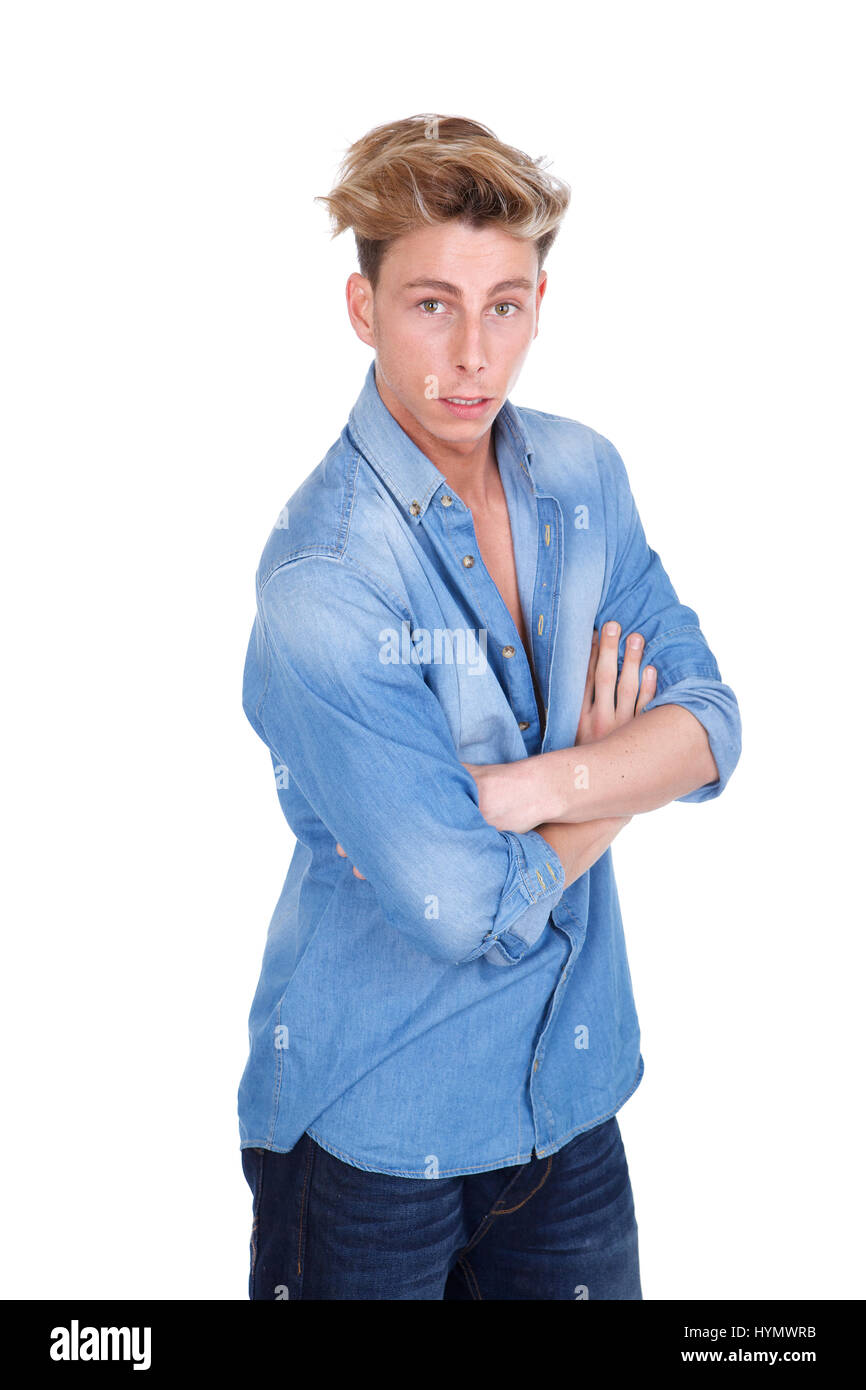 Cute guy posing crossed arms hi-res stock photography and images - Alamy