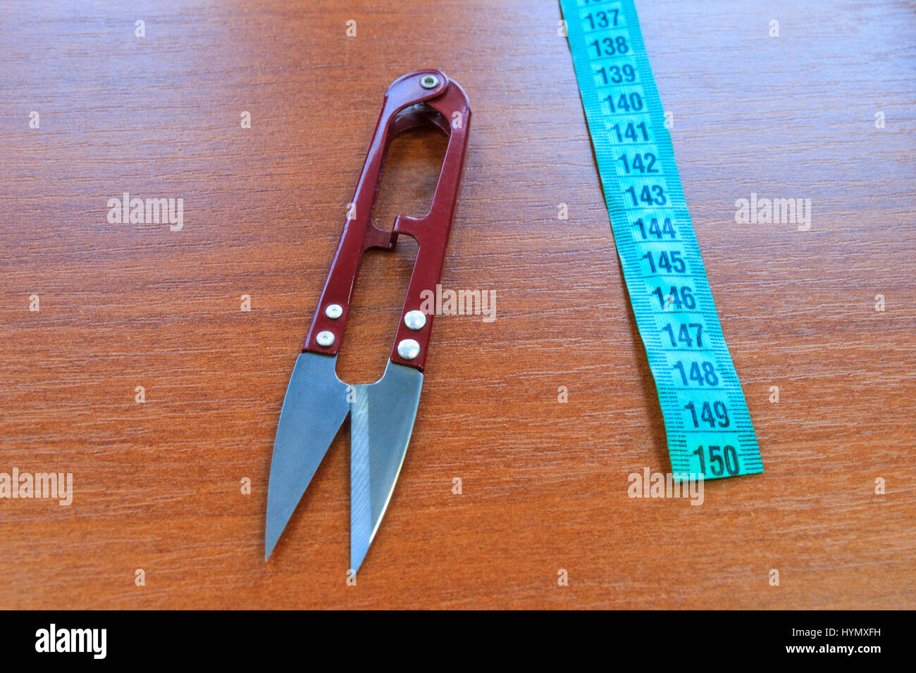 weaver weaving meter and scissors on the table Stock Photo - Alamy