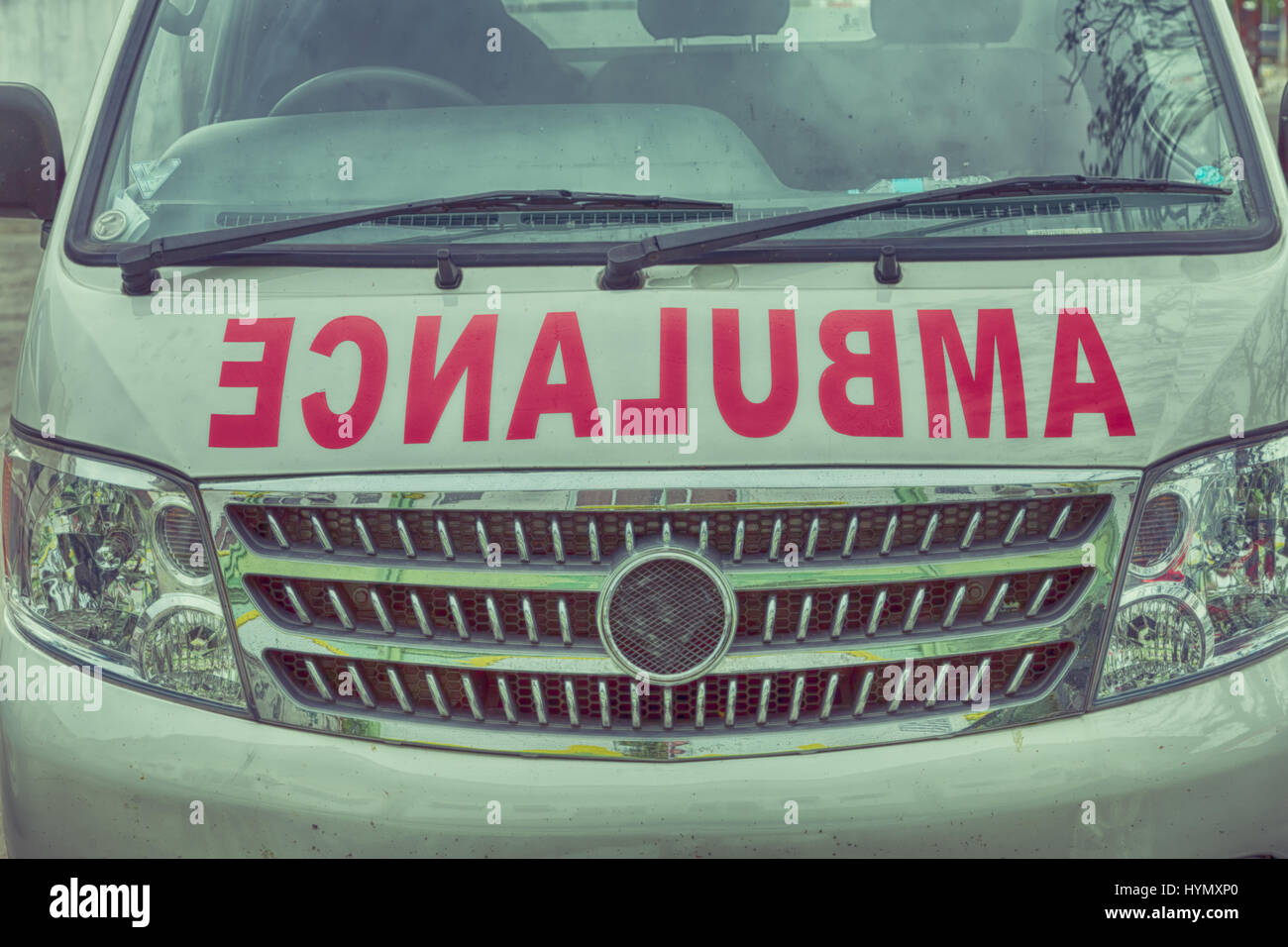 in philippines old dirty bonnet of an ambulance concept of medical care ...