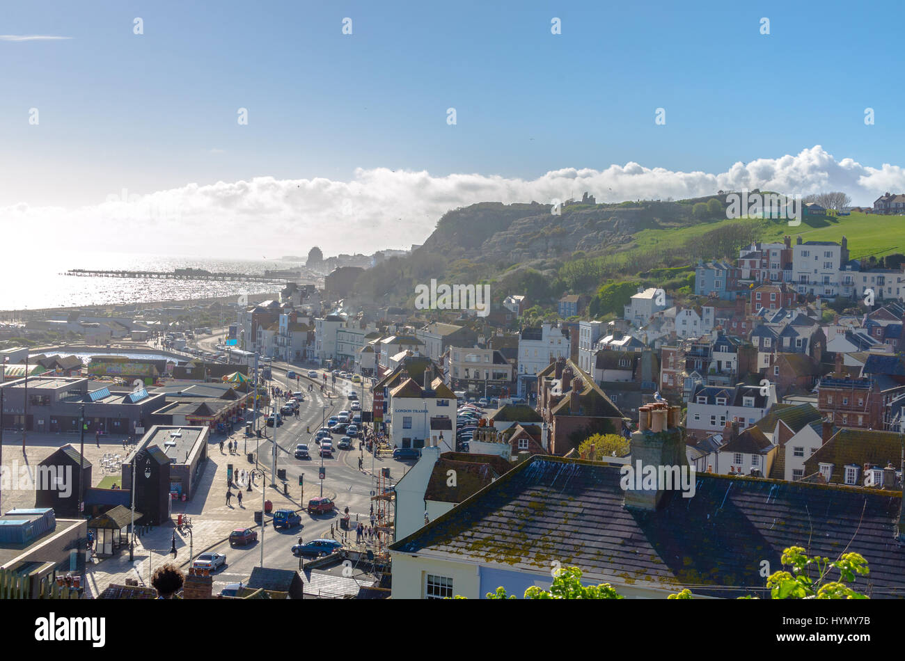 Historic town of Hastings by the sea on gorgeous April day Stock Photo ...