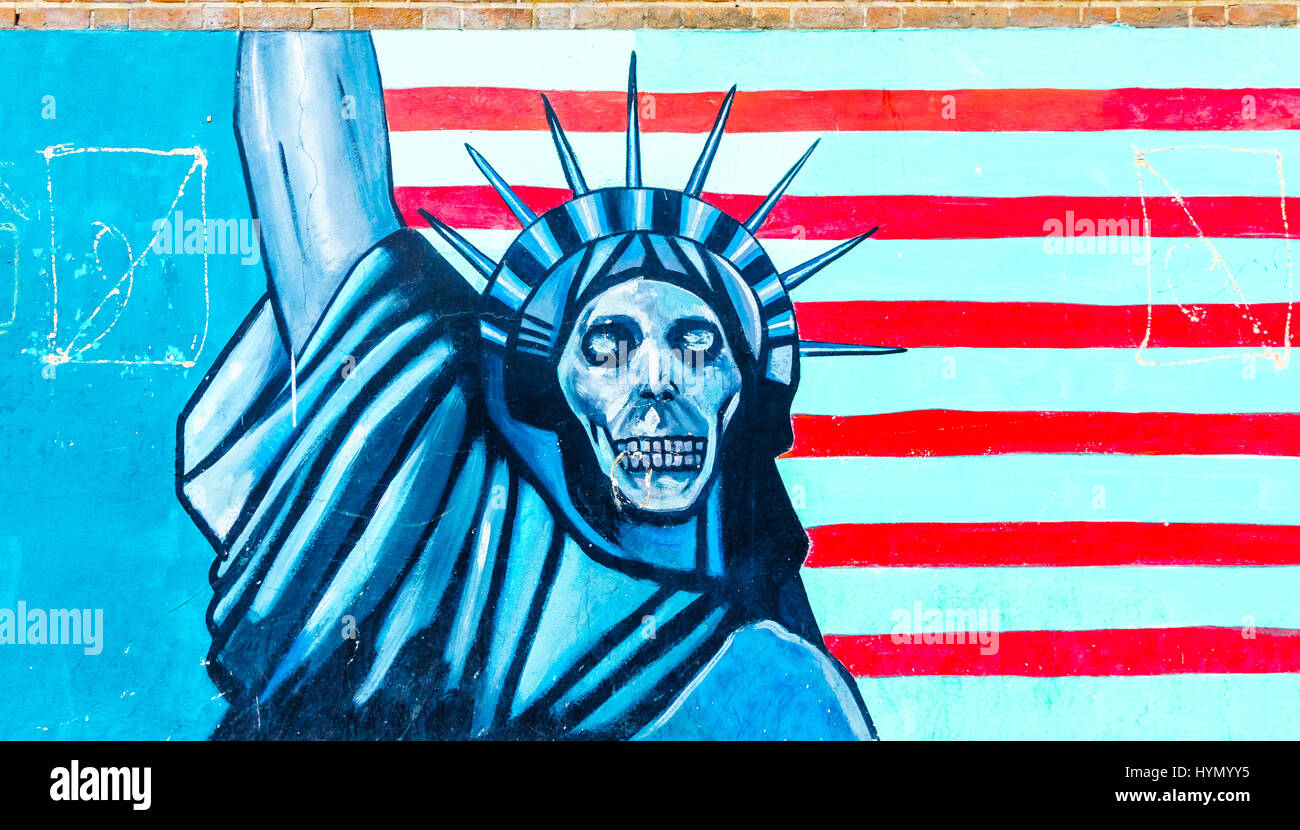 TEHERAN, IRAN - NOVEMBER 05, 2016: Iranian propaganda mural at the wall ...