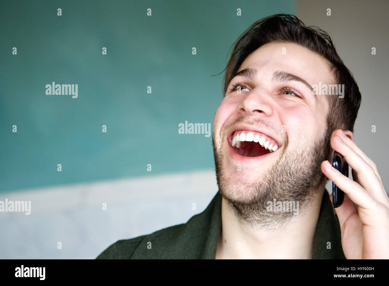 Closeup cheerful man talking modern hi-res stock photography and images ...