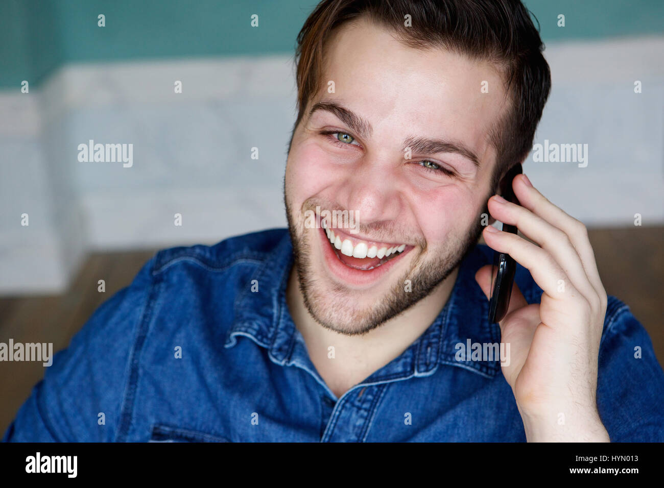 Closeup cheerful man talking modern hi-res stock photography and images ...