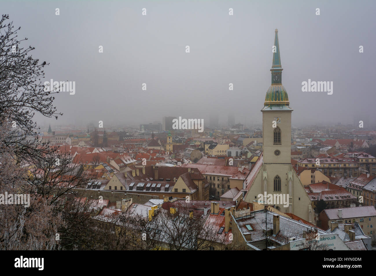 Snowy winter morning view from Bratislava Castle Stock Photo - Alamy