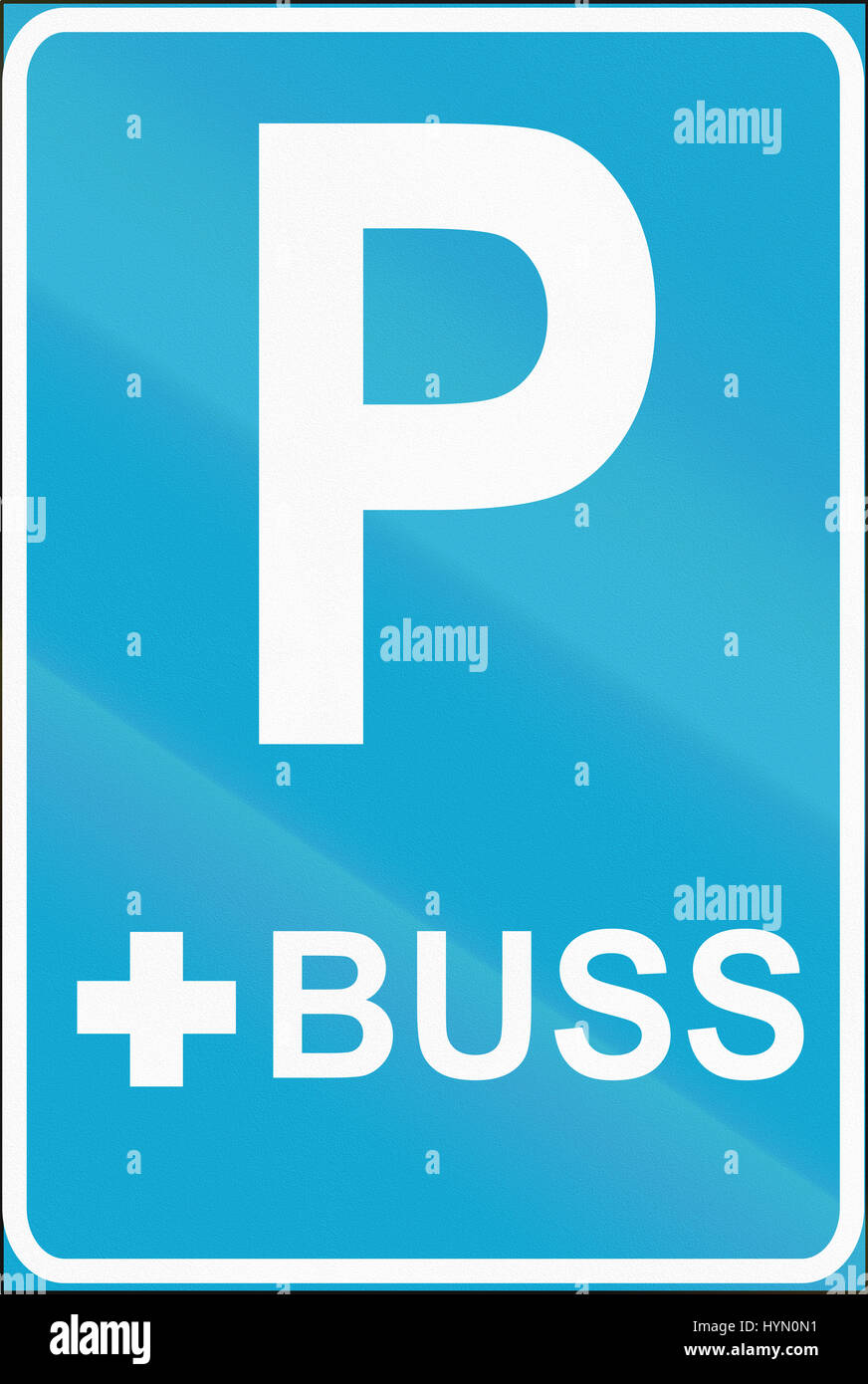 Road sign used in Estonia - Bus Parking place Stock Photo - Alamy