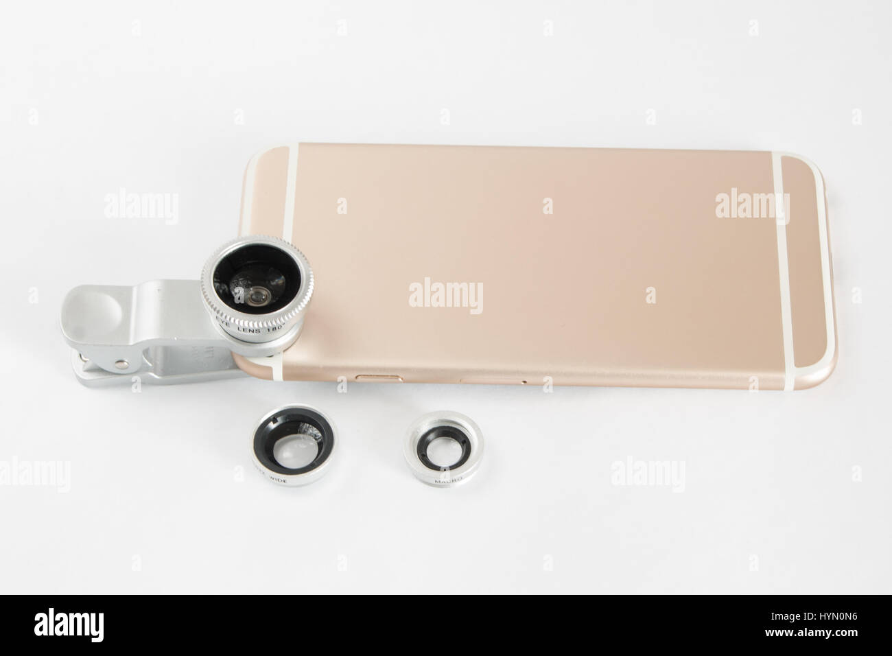 Fish eye lens set for mobile phone white background Stock Photo - Alamy