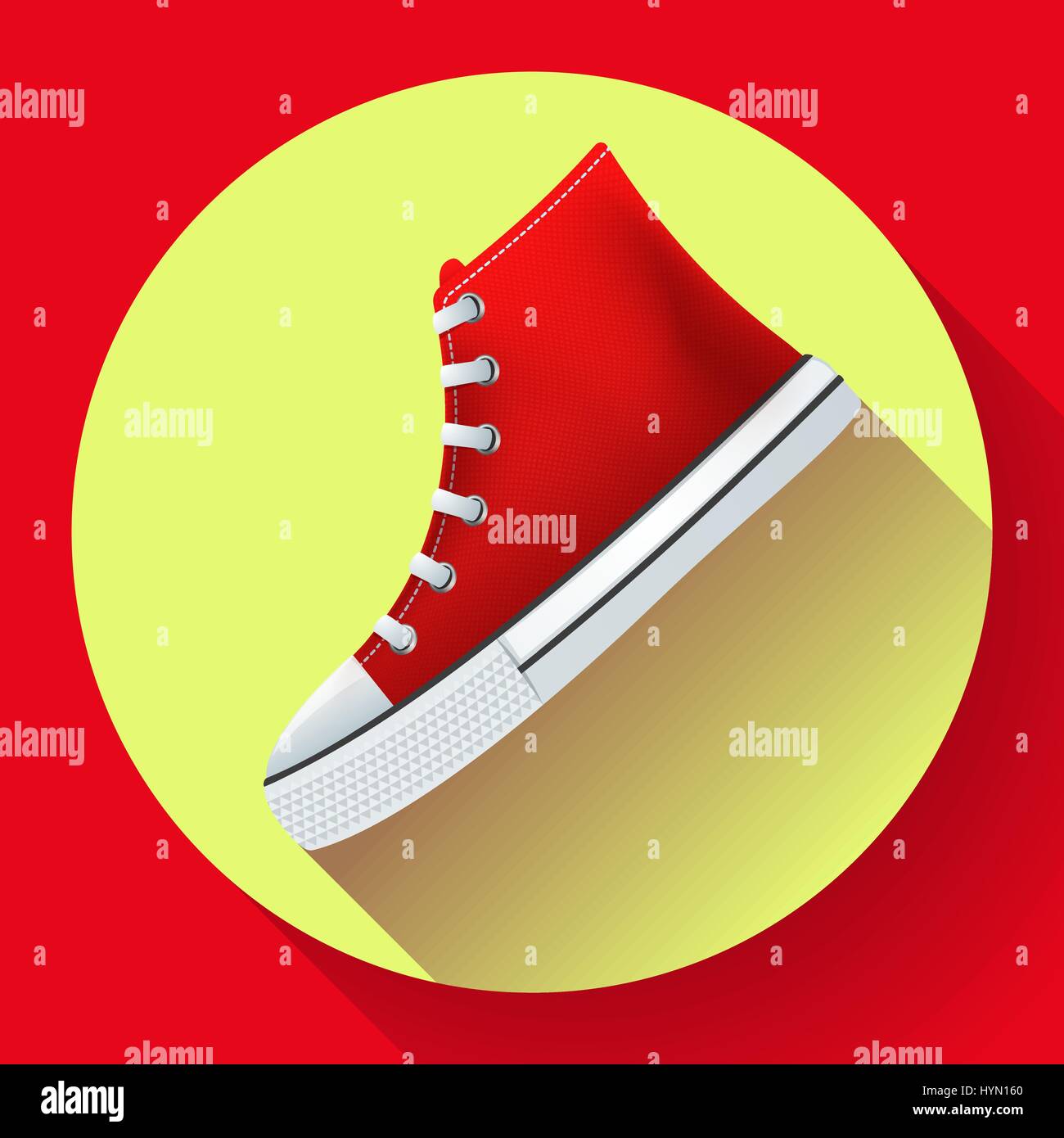 Red sneakers shoes for city running shoe flat design with long shadow ...