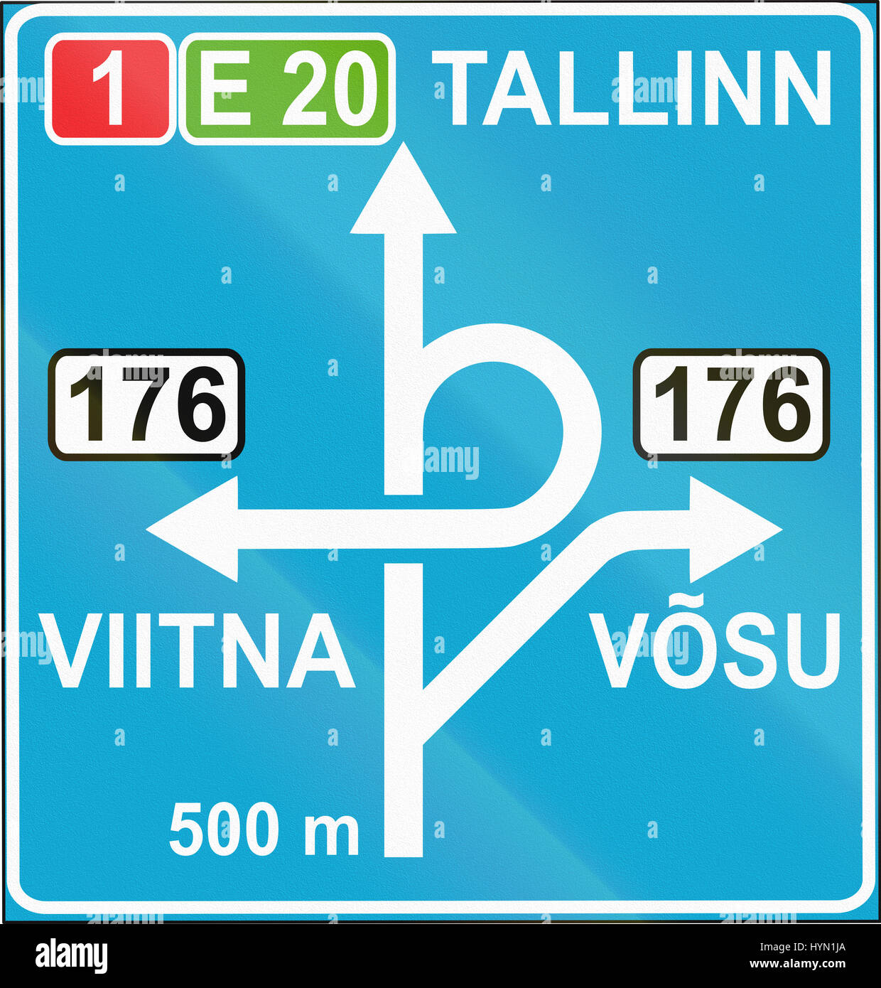 Estonian informatory road sign with directions and destinations Stock ...