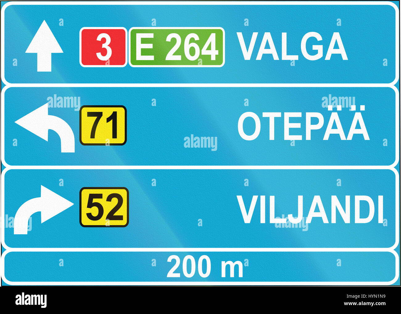 Estonian informatory road sign with directions and destinations Stock ...