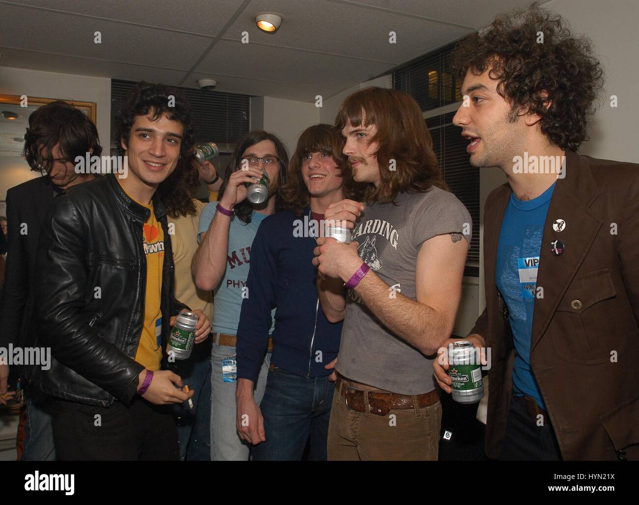 Kings of Leon backstage at Irving Plaza in New York City on May 9, 2003 ...