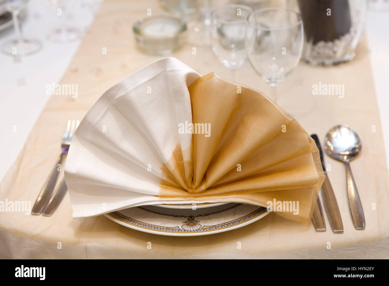 Elegant wedding dinner in beige Stock Photo - Alamy