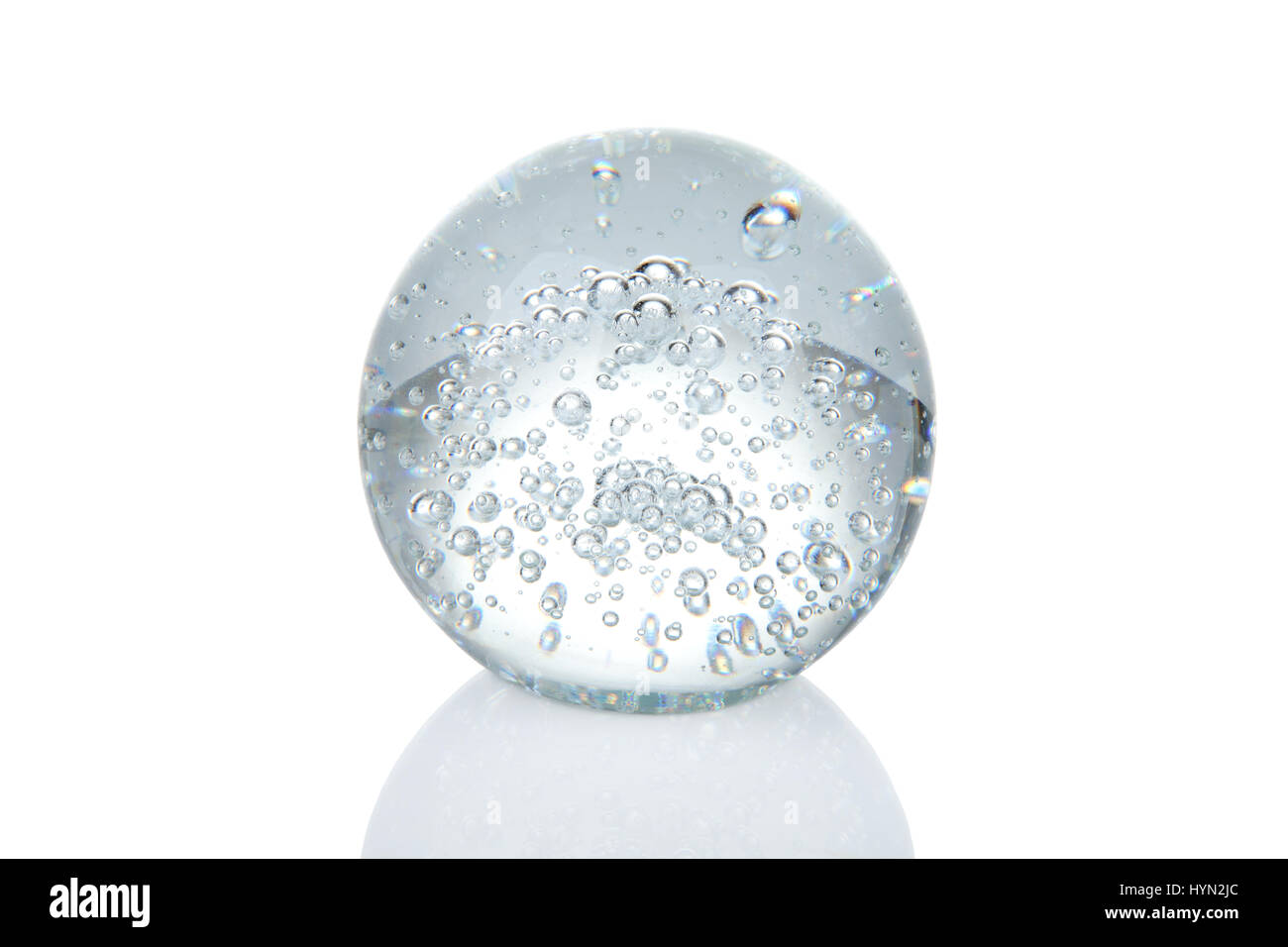 Crystal ball with bubbles and reflection isolated on white Stock Photo ...