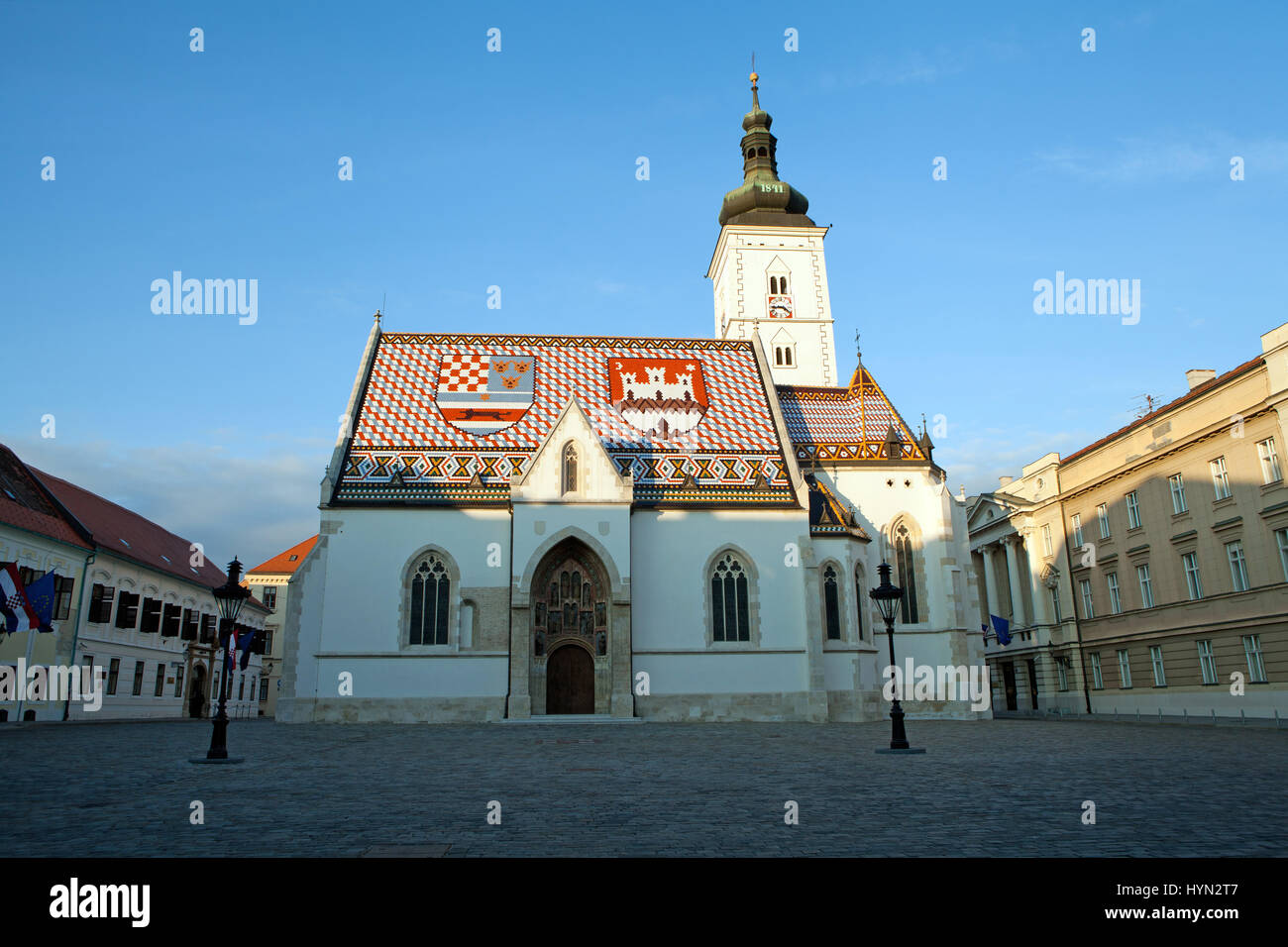 St Mark’s Church built in 13th-century in Zagreb, Croatia- a three ...