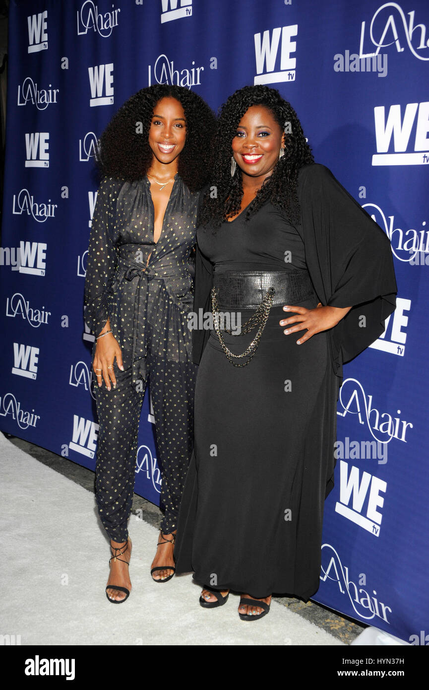 Singer Kelly Rowland and Kim Kimble (r) attend the LA Hair premiere at ...