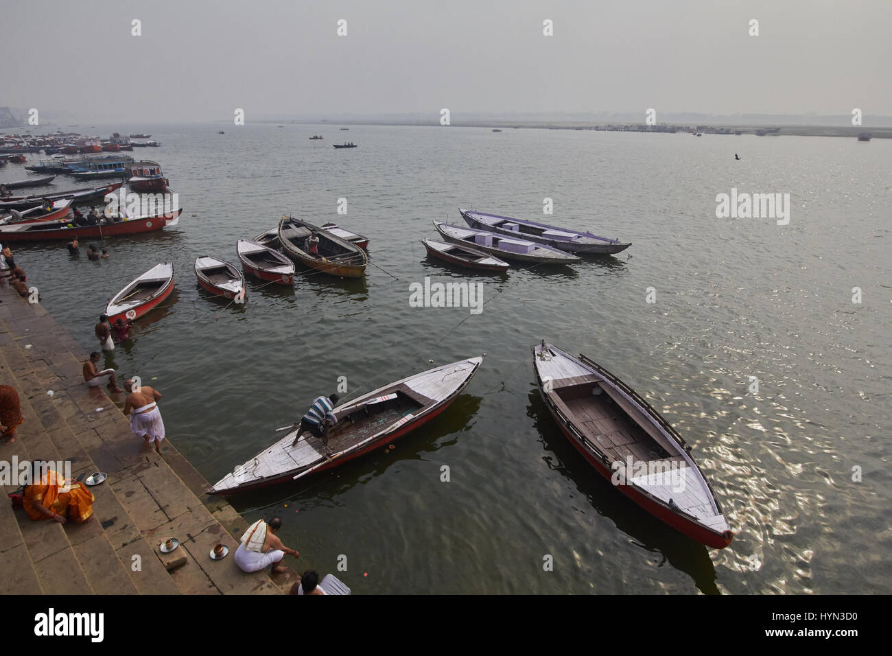 River boat on Ganges river in Varanasi Stock Photo - Alamy
