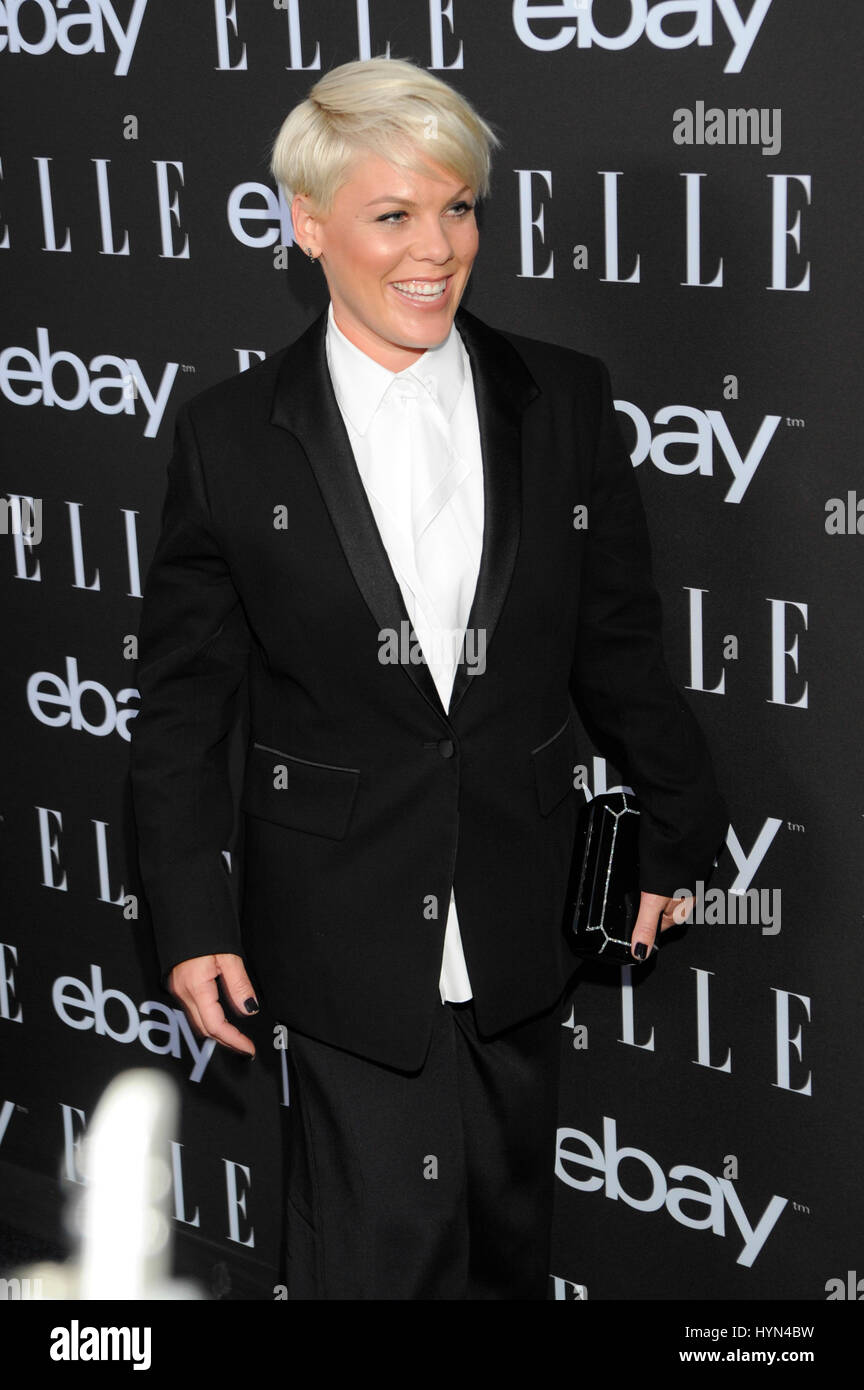 Singer Alecia Moore aka Pink arrives at the 6th Annual ELLE Women In ...
