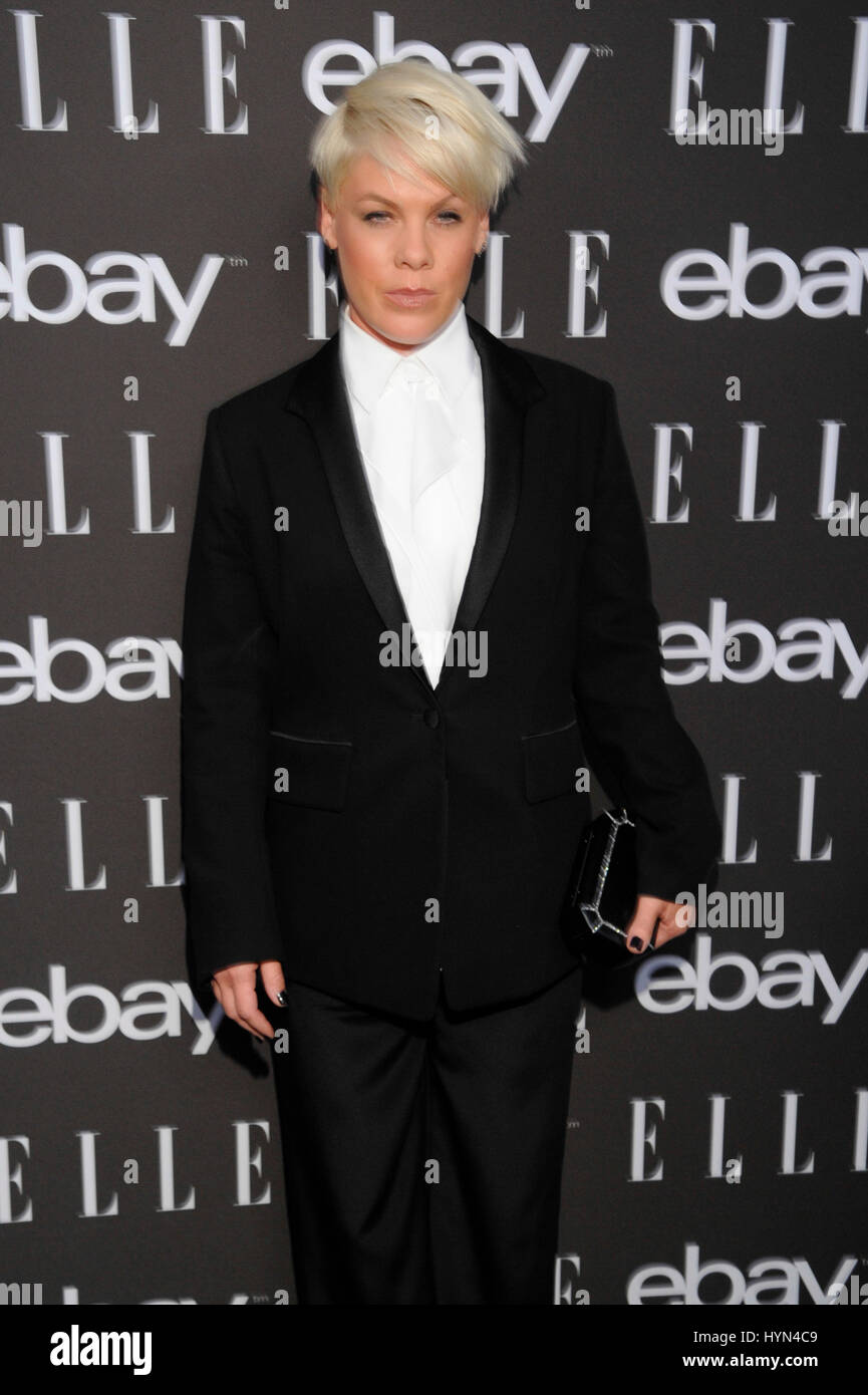 Singer Alecia Moore aka Pink arrives at the 6th Annual ELLE Women In ...