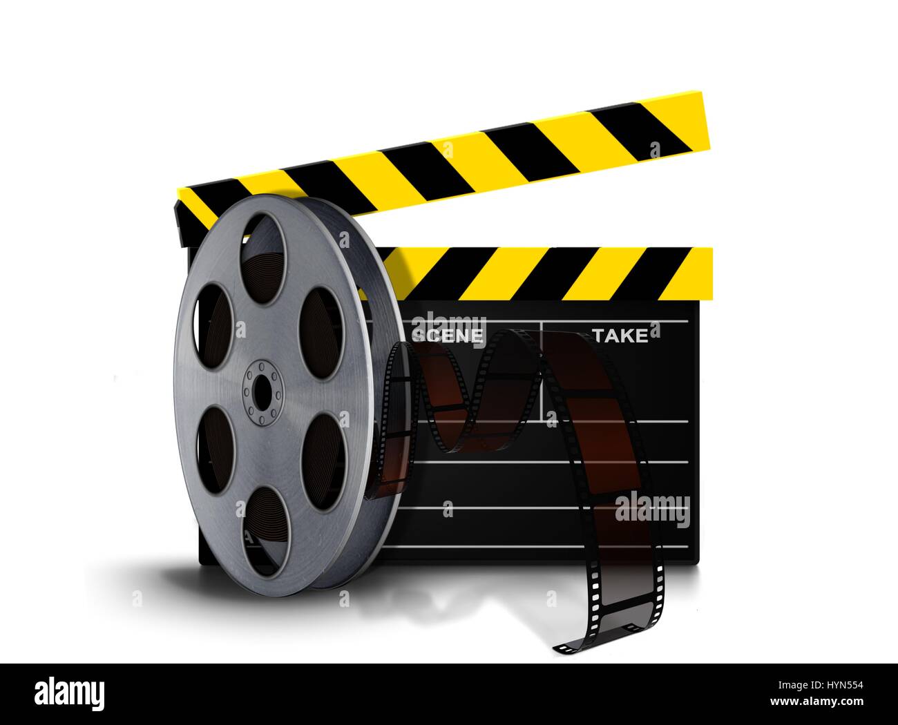 Film reel roll with clapperboard Stock Photo - Alamy