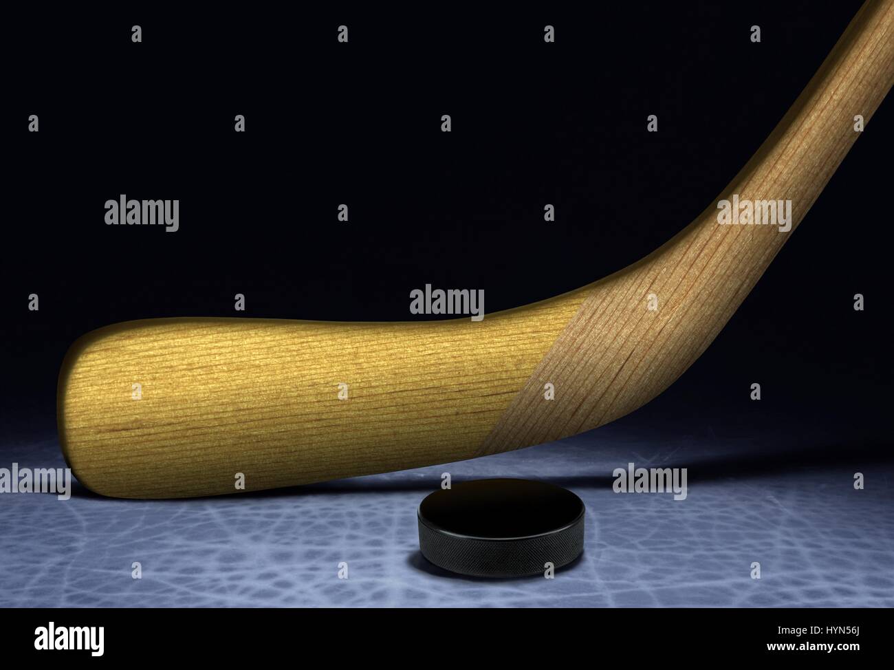 Ice Hockey Stick and Puck Stock Photo - Alamy