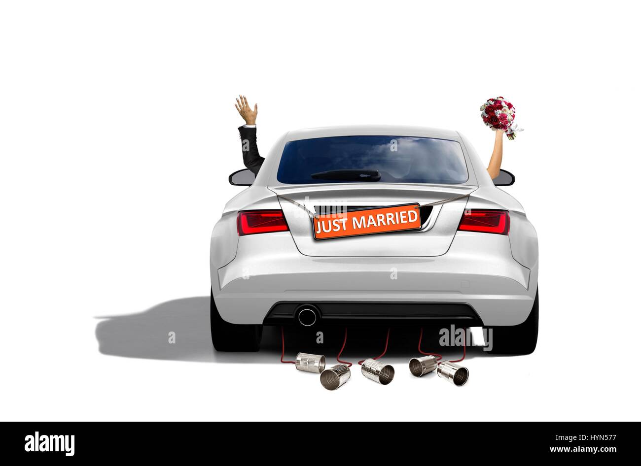 Just Married Couple in a Sport Car Stock Photo - Alamy