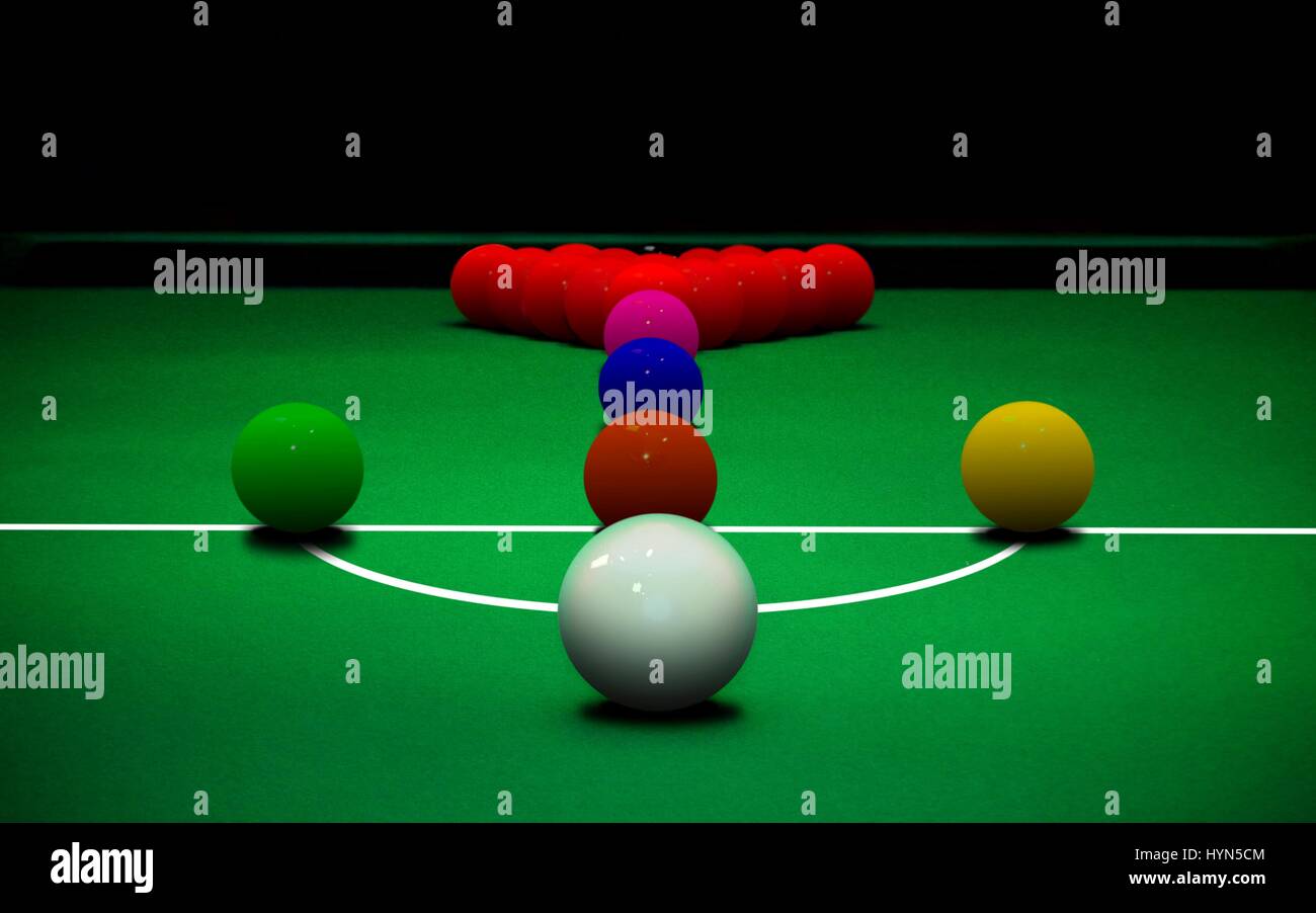Snooker ball game setting on table Stock Photo - Alamy