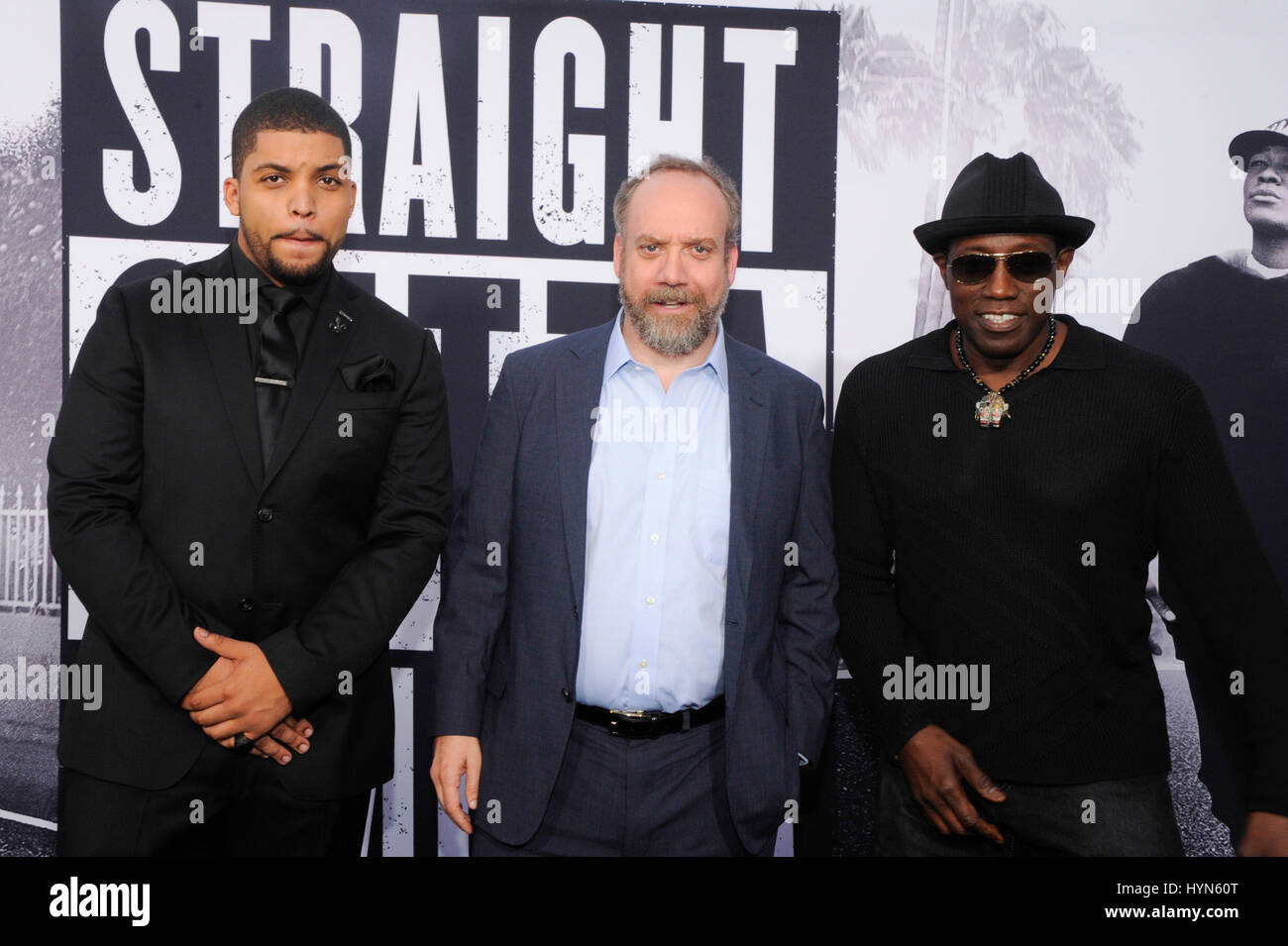(L-R) Actors O'Shea Jackson Jr., Paul Giamatti and Wesley Snipes ...