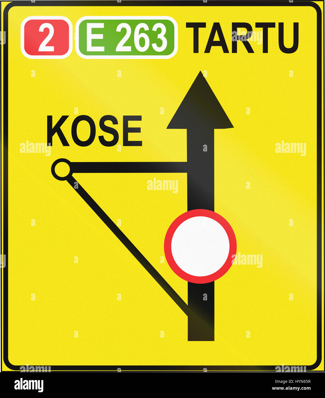 Estonian temporary informatory road sign with bypass Stock Photo - Alamy