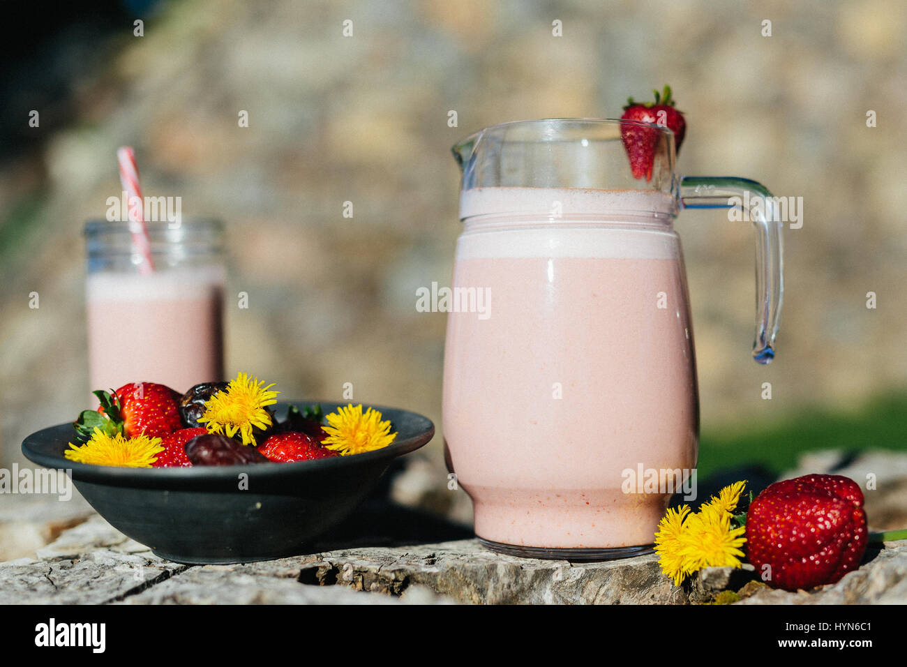 Strawberry cold press juice Stock Photo - Alamy
