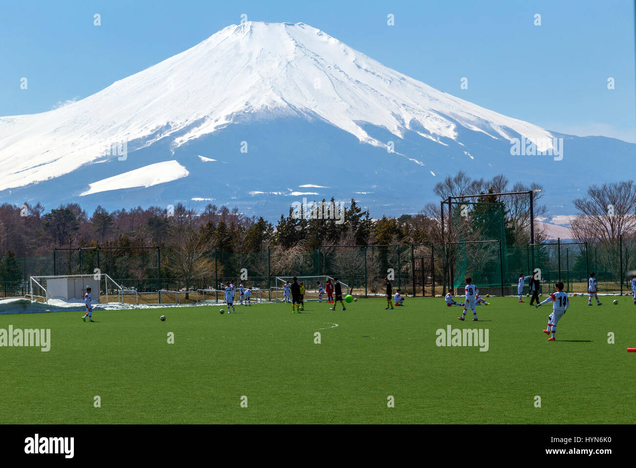 Playing Soccer in front of Mount Fuji, Japan Stock Photo - Alamy