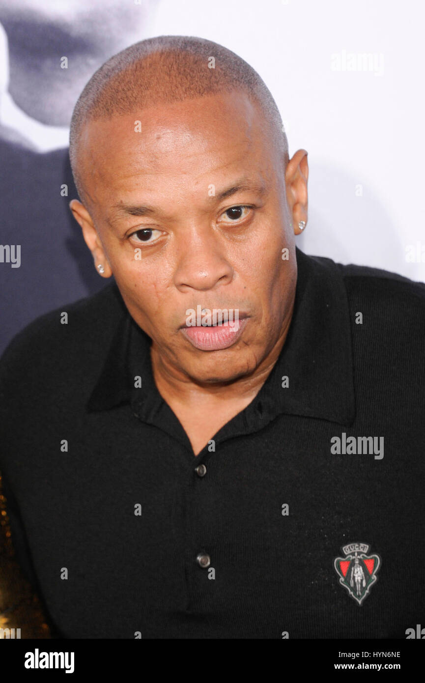 Dr. Dre attends the Straight Outta Compton world premiere at L.A. Live ...