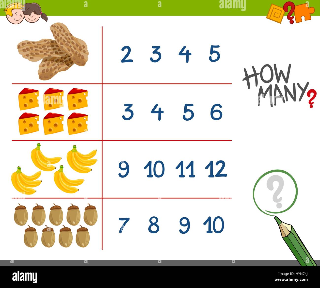 Cartoon Illustration of Educational Counting Activity Game for Children ...