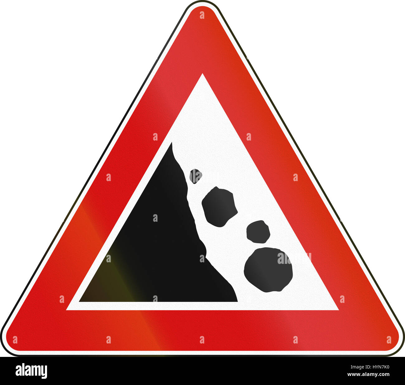 Road sign used in Malta - Falling rocks Stock Photo - Alamy