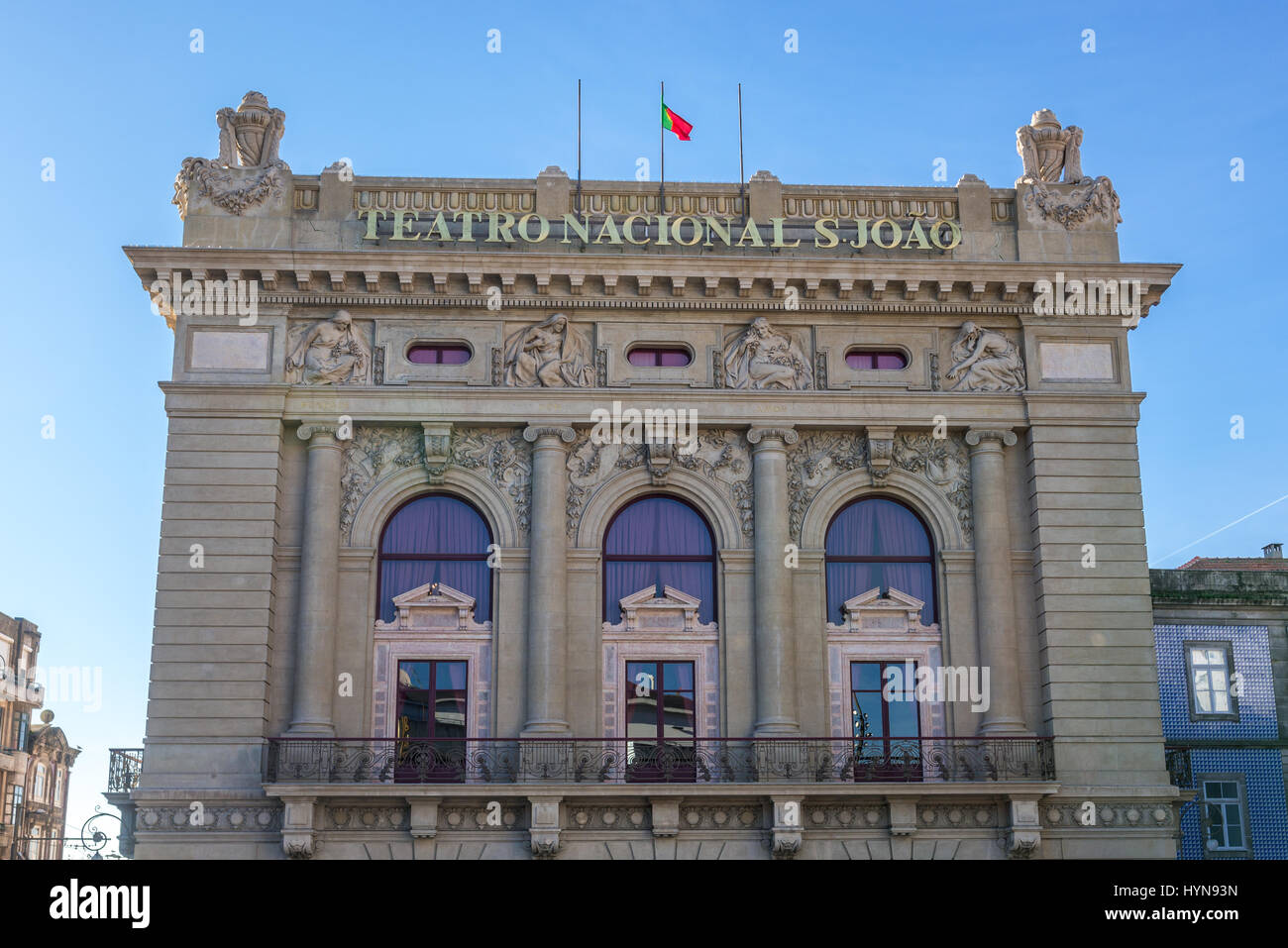 Sao Joao National Theatre at Batalha Square in Se civil parish of Porto ...