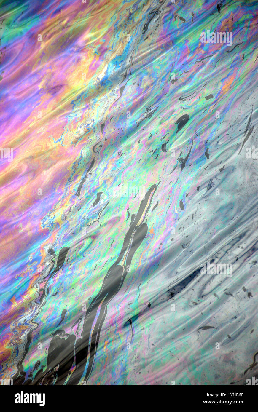 Abstract - patterns of oil on water in Liverpool, England Stock Photo ...