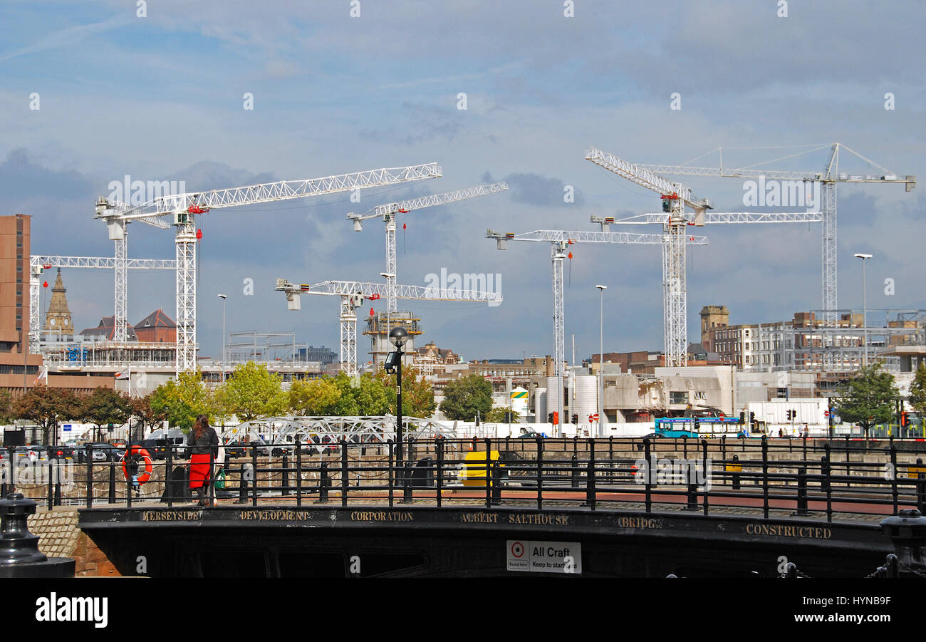 Construction cranes in Liverpool, England Stock Photo - Alamy