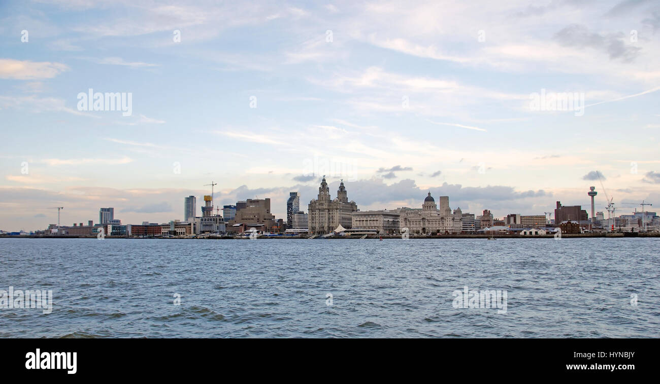 The skyline of Liverpool from the River Mersey, England Stock Photo - Alamy